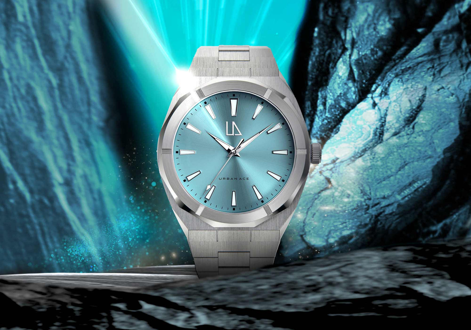 Maverick Ice Blue - Zilver horloge met lichtblauw – Urban Ace
