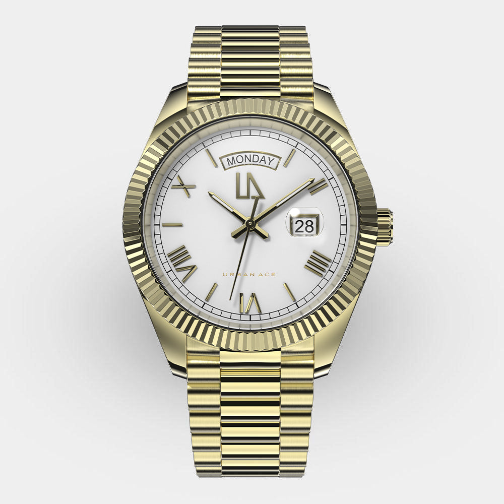 Zephyr Titan - Ice White | Goud horloge met wit – Urban Ace